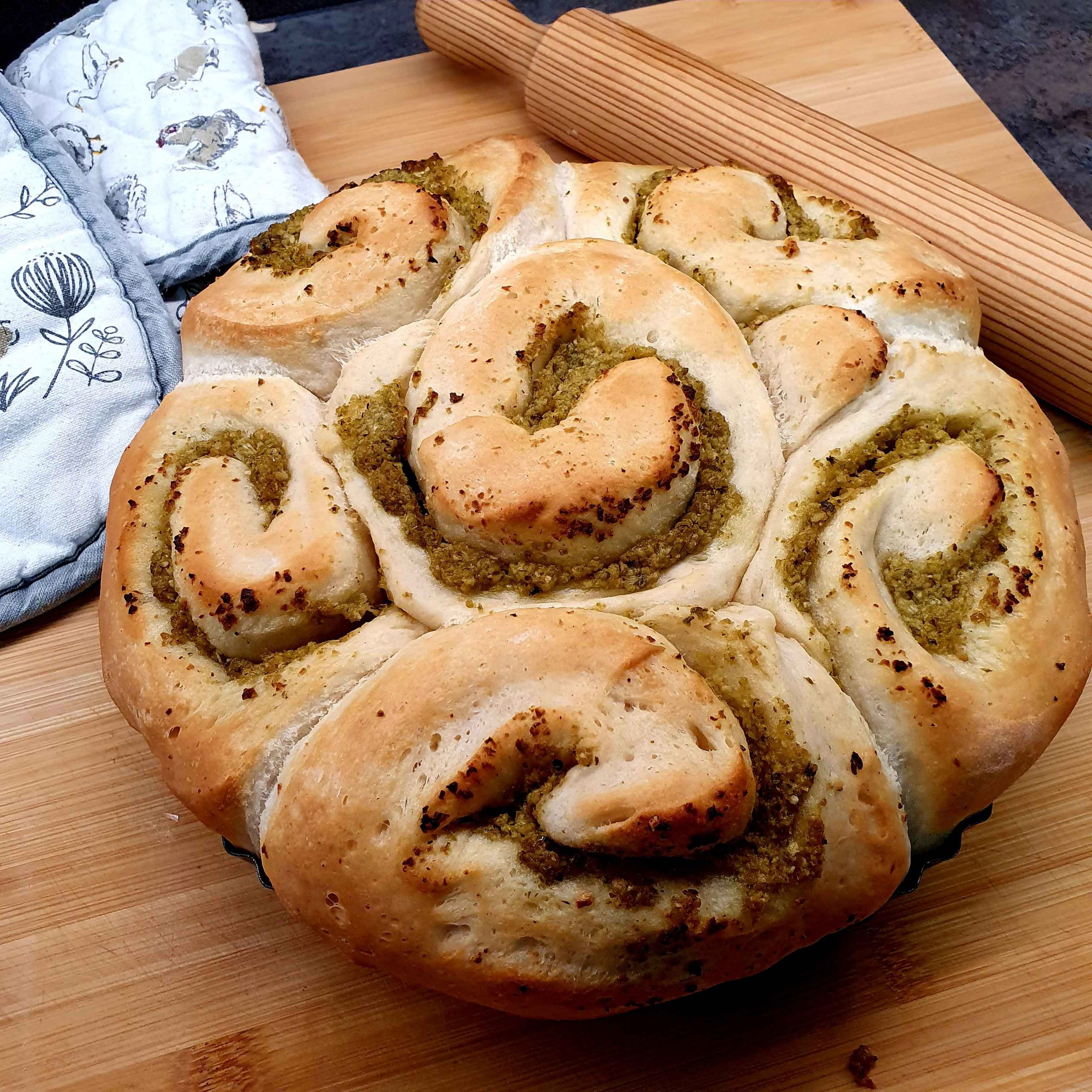 VocalVegan1.com - Olive Tapenade Tear and Share Bread